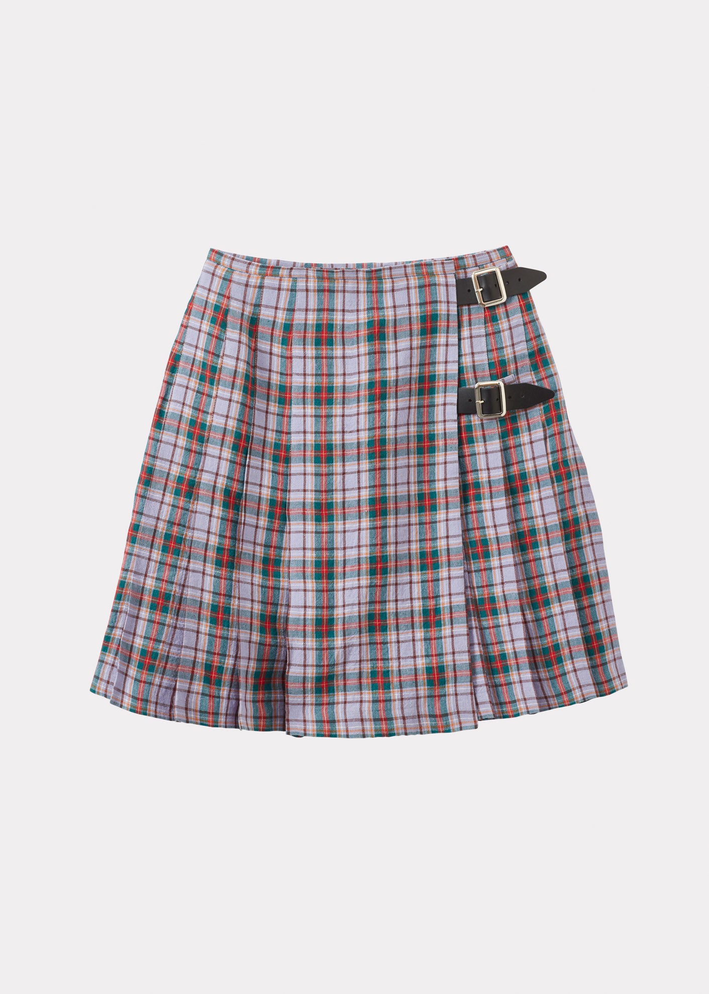 Caramel Luxury Girl'S Linen Kilt - Lavender / Red / Red