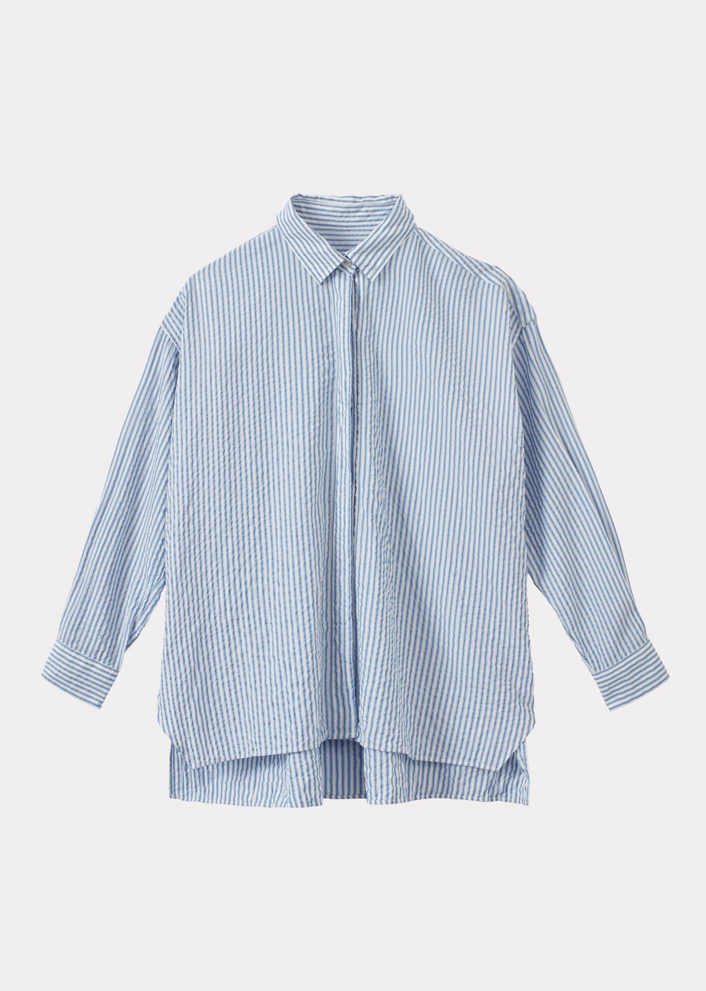 Caramel Luxury Women's A-Line Shirt - Dark Blue Stripe