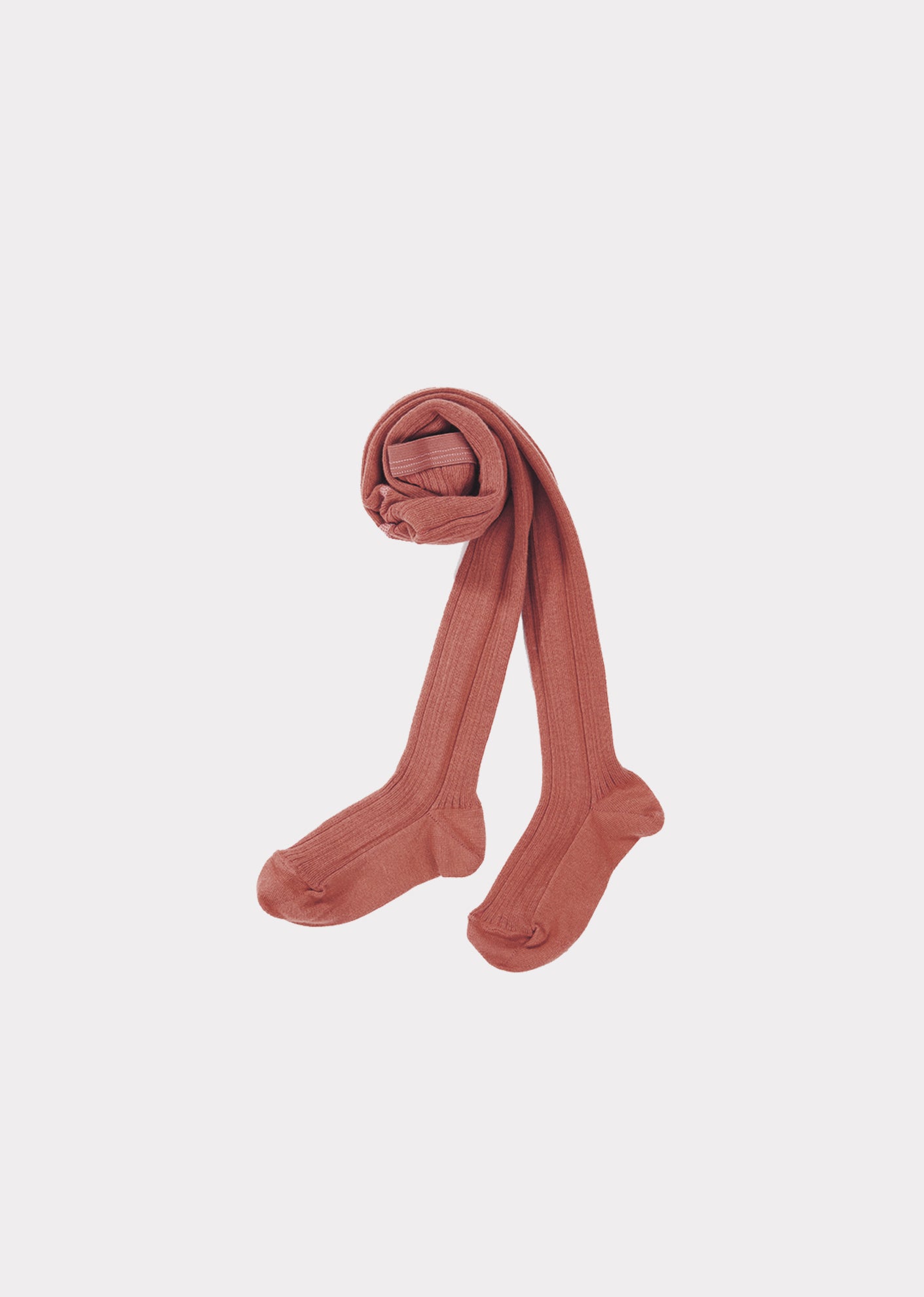 Caramel Luxury Baby Rib Cotton Tights - Vieux Rose Sad / Pink