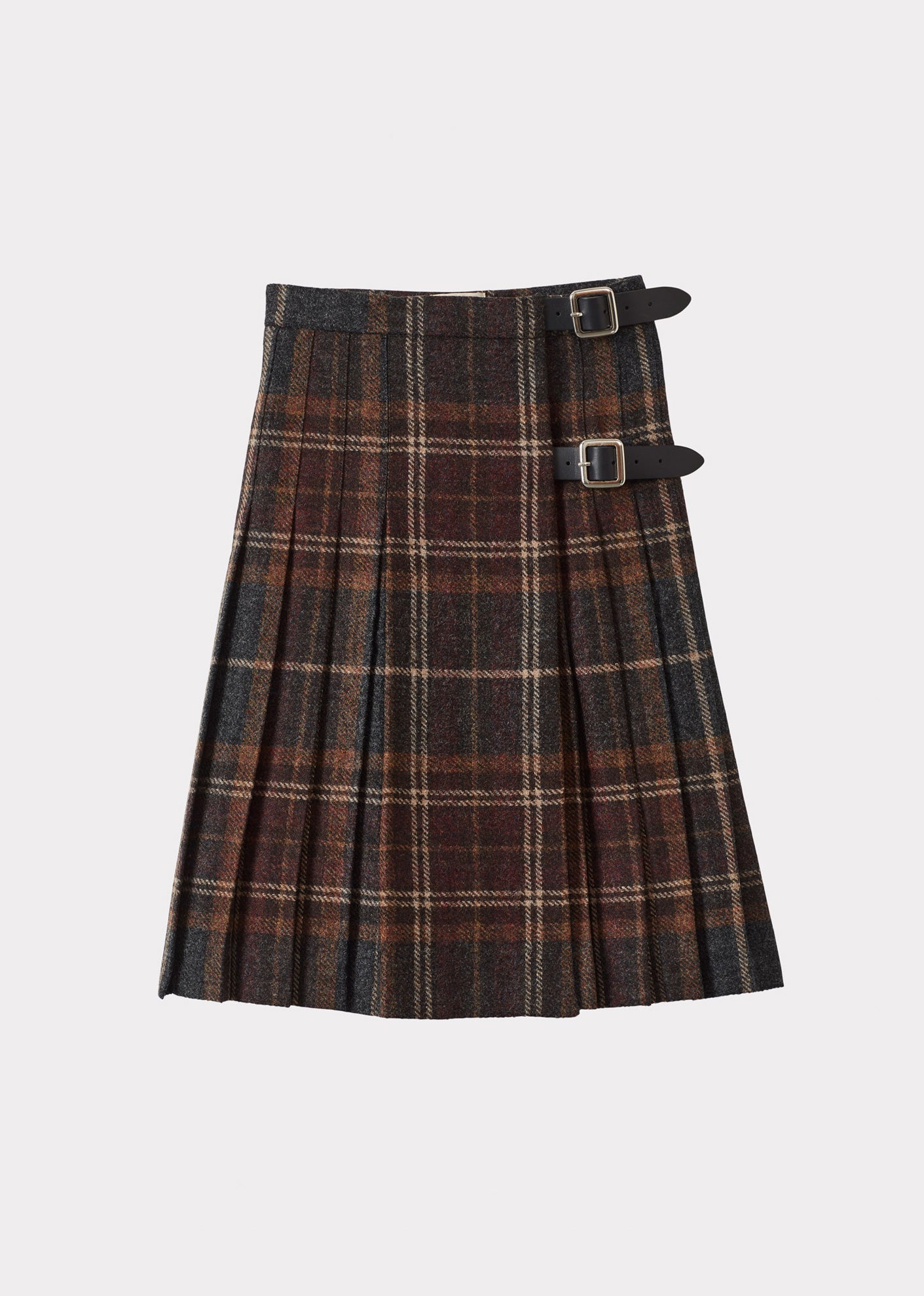 Caramel Luxury Stirling Children's Long Wool Kilt - Chocolate Brown Check