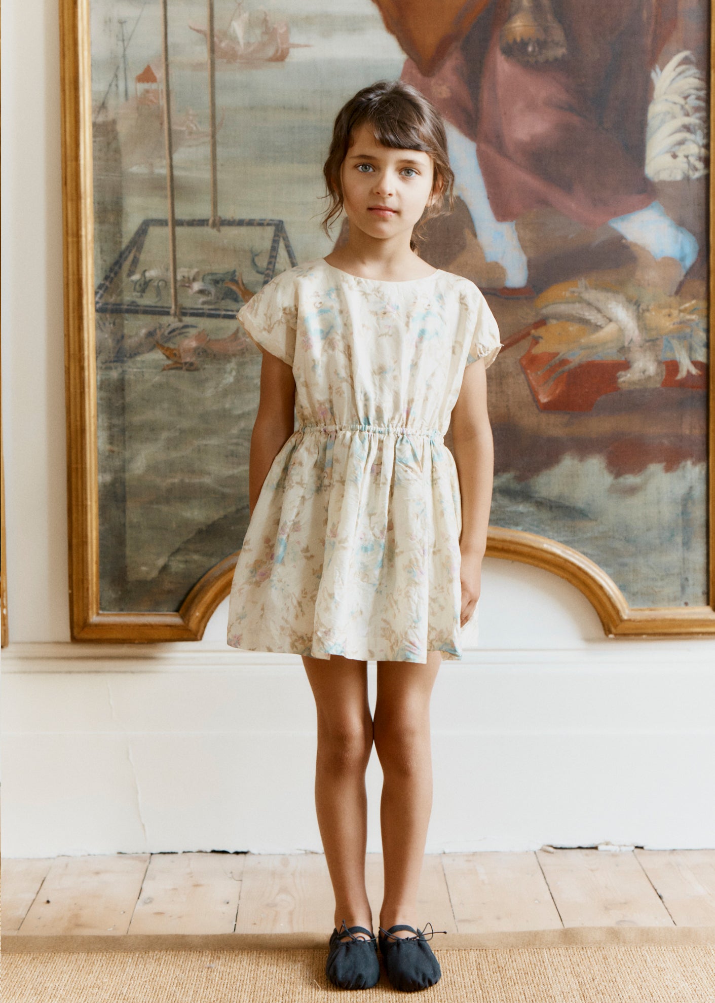 Caramel Luxury Cressida Girl'S Silk Playsuit - Blue Rose Multi