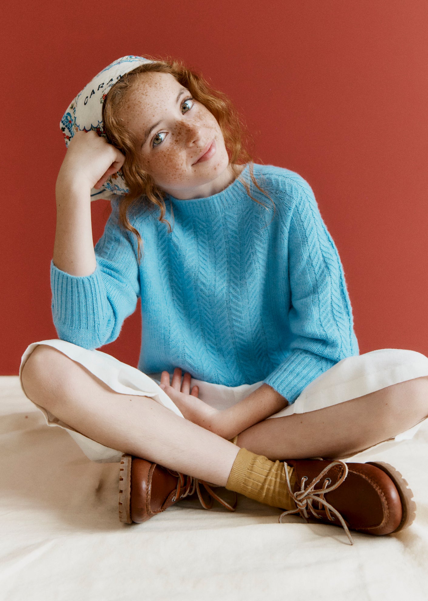 Caramel Luxury Scout Children's Cashmere Jumper - Light Blue