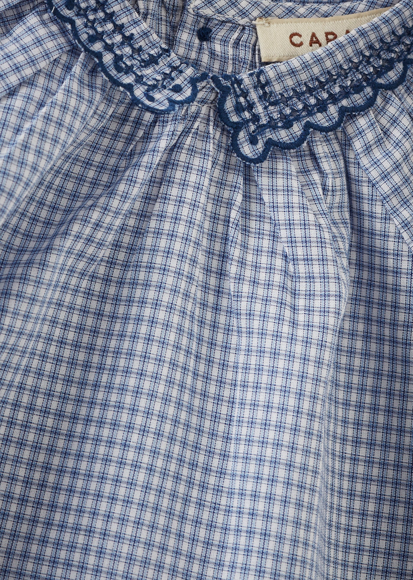 Caramel Luxury Harper Baby Cotton Blouse - Blue Check