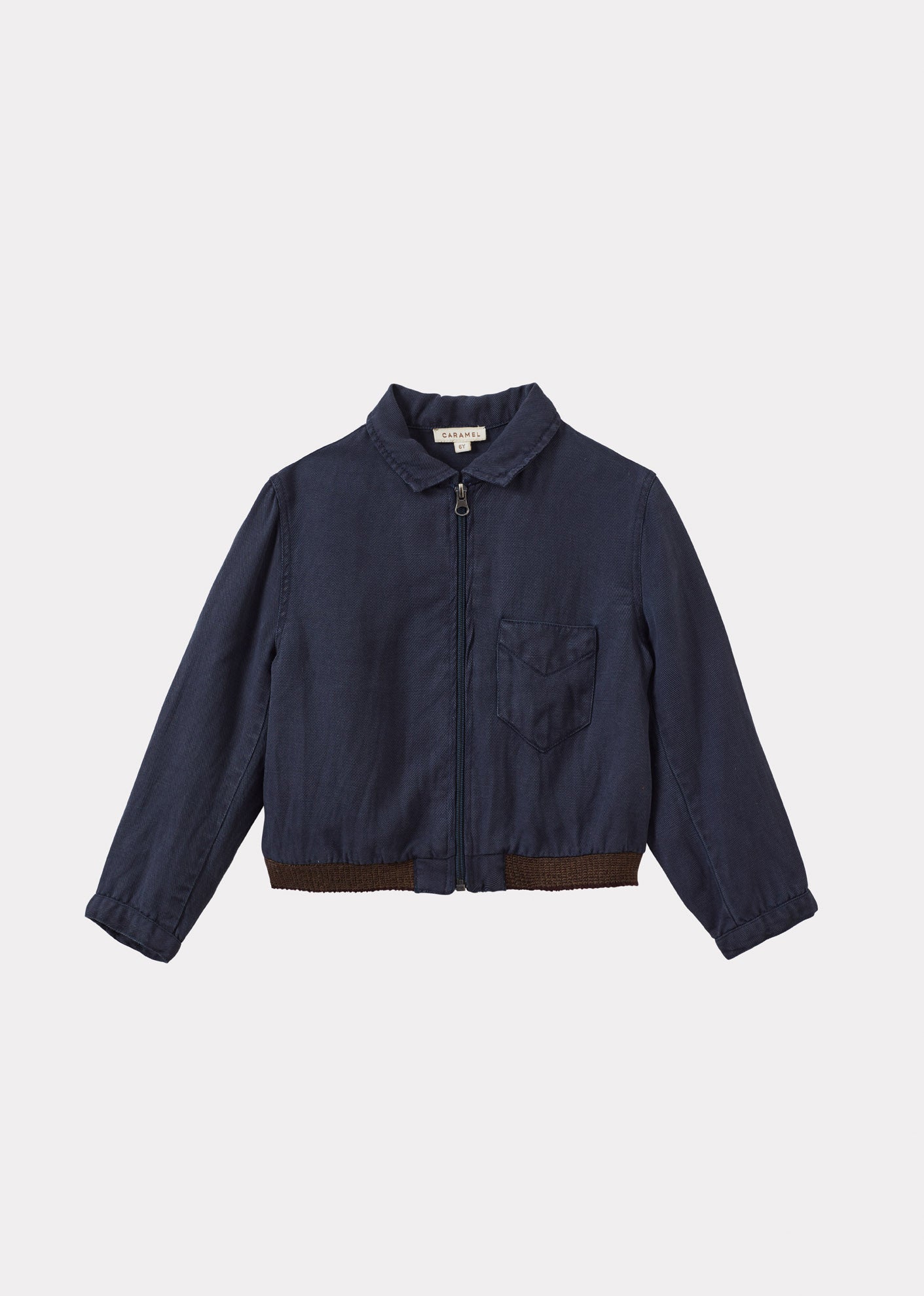 Caramel Luxury Magnus Children'S Lyocel Linen Bomber Jacket - Navy Blue