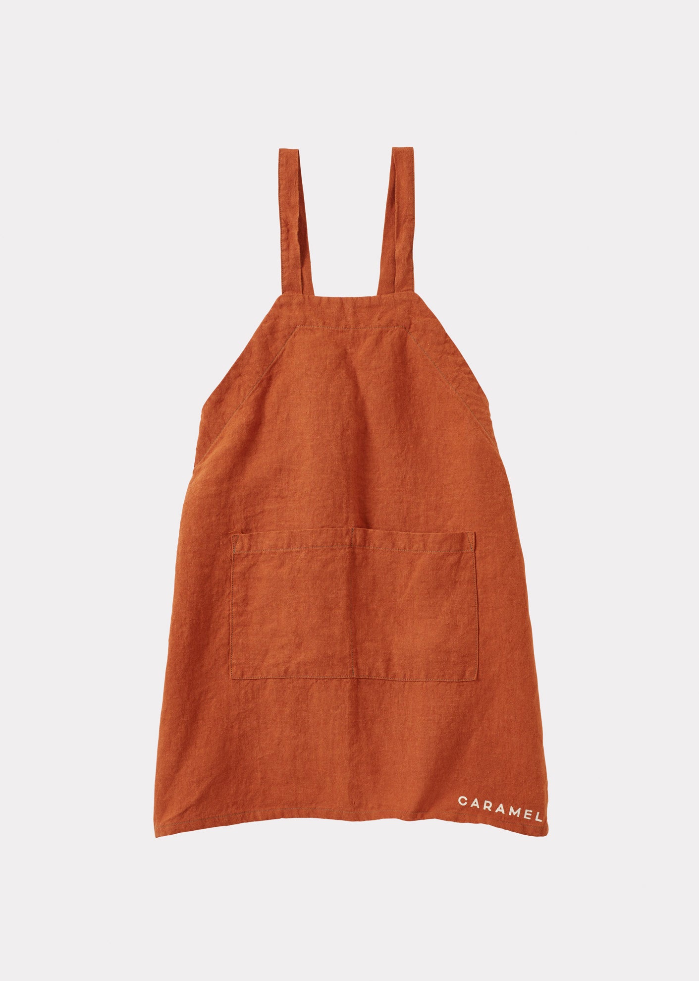 Caramel Luxury Children's Linen Apron - Orange
