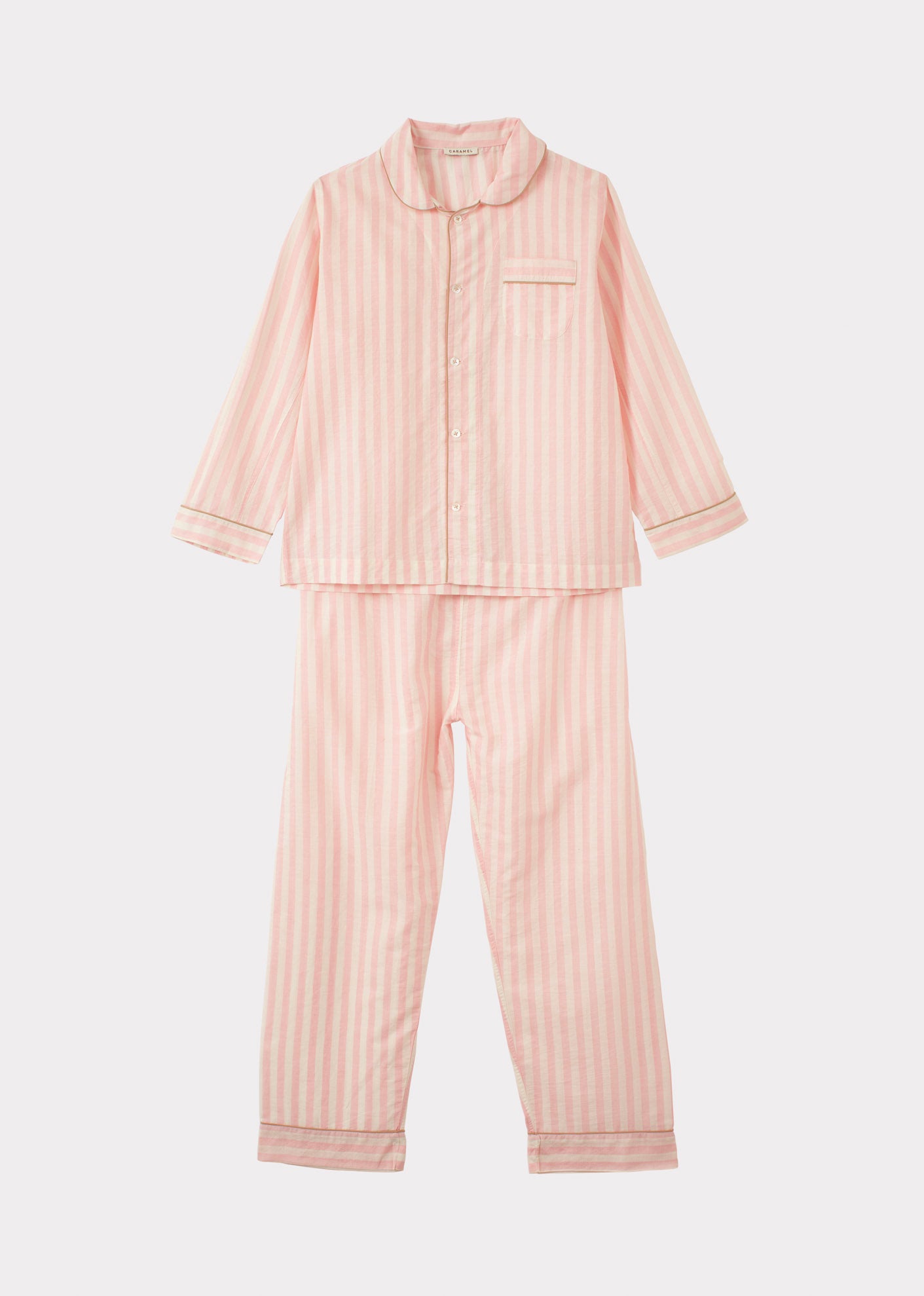 Caramel Luxury Girl's Cotton Pyjamas Set - Pink Stripe