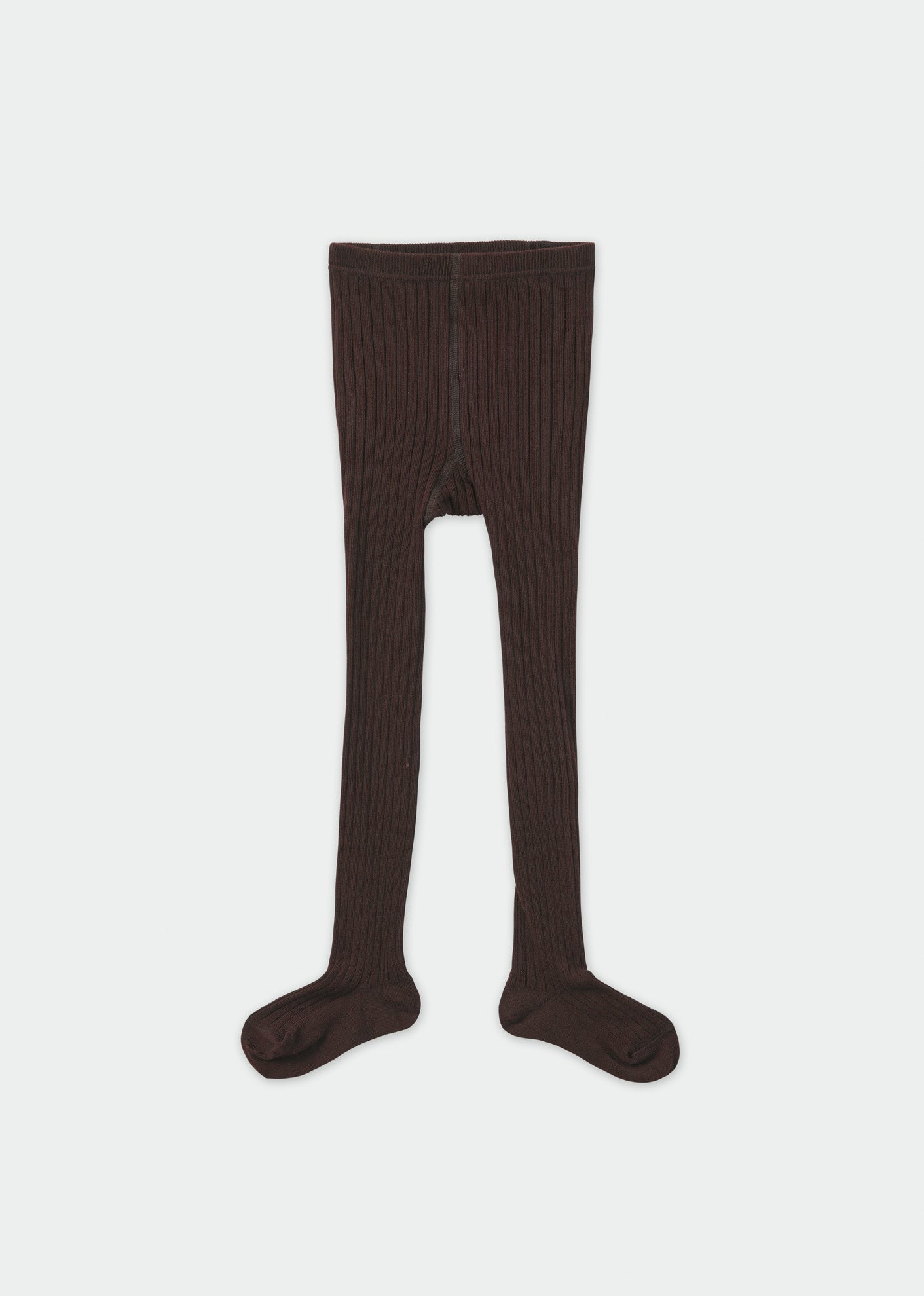 Caramel Luxury Girl's Rib Tights - Dark Brown