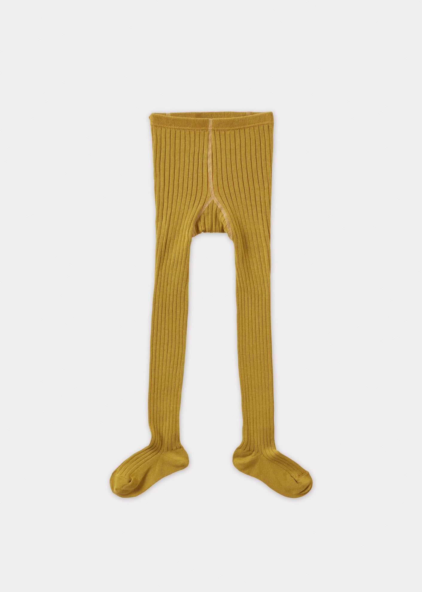 Caramel Luxury Girl's Rib Tights - Yellow